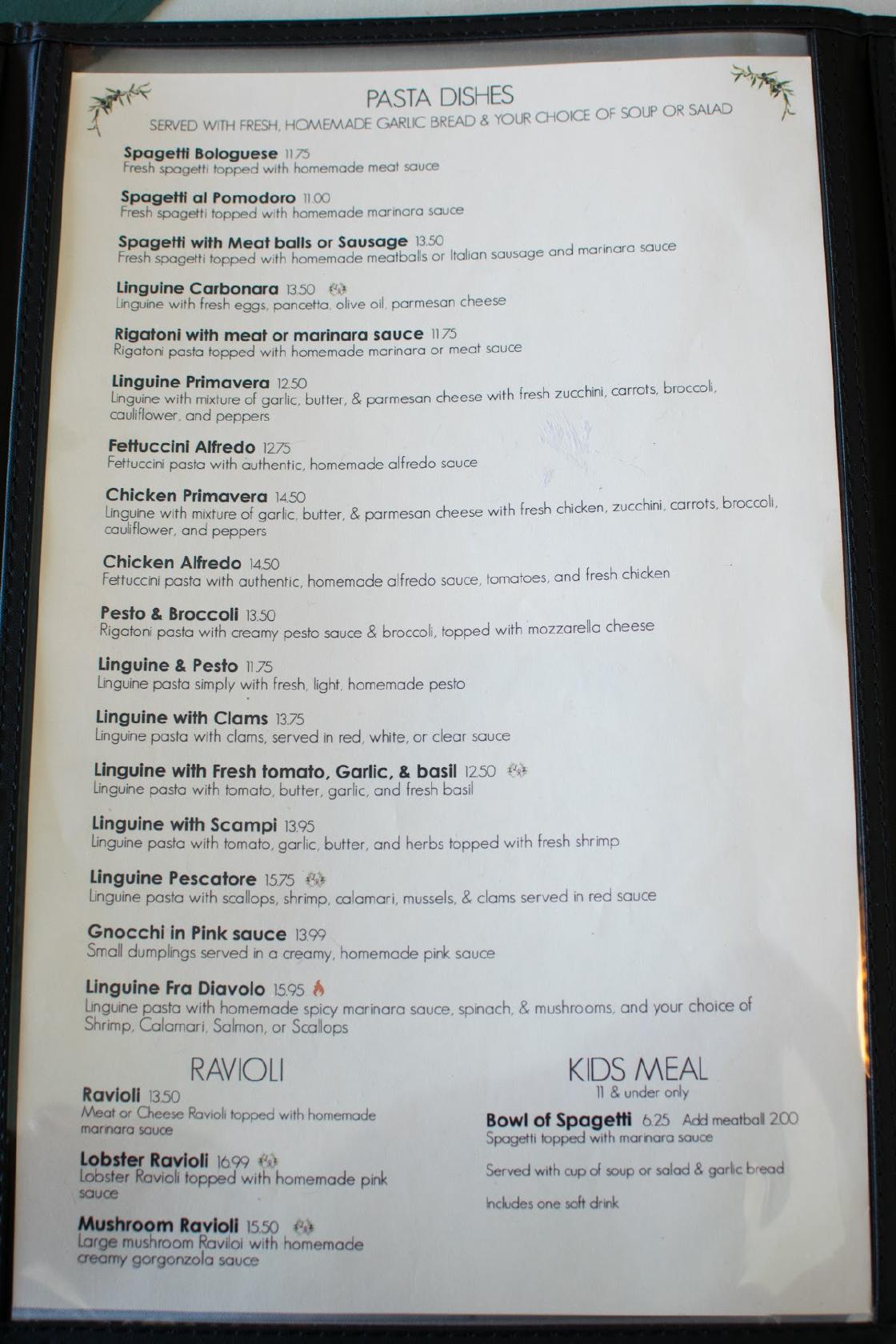 Menu at Little Roma Restaurant, La Mesa, Baltimore Dr #104