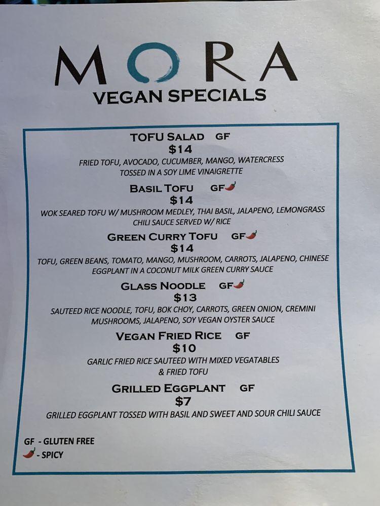 Menu at MORA Oak Park restaurant, Oak Park