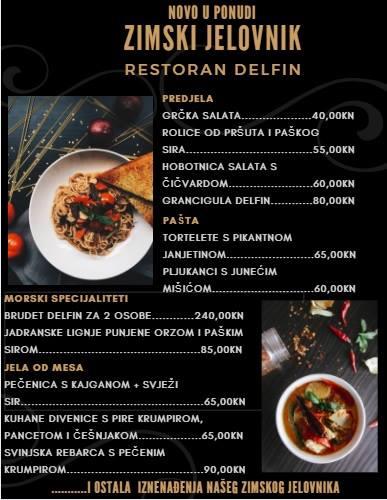 Menu at Restaurant Delfin, Zadar