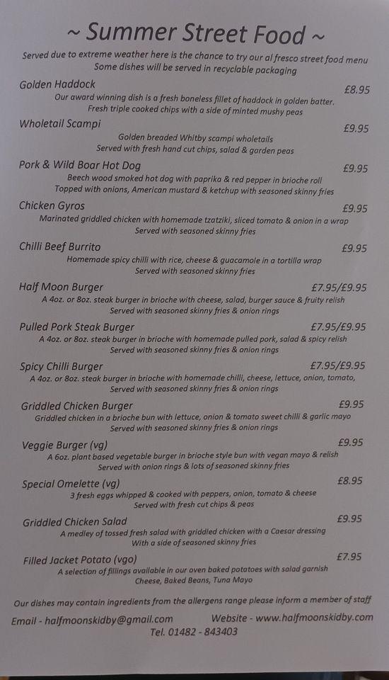 Menu at The Half Moon pub & bar, Cottingham