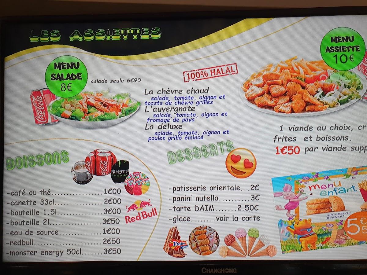 Menu at Deluxe Kebab restaurant, Issoire