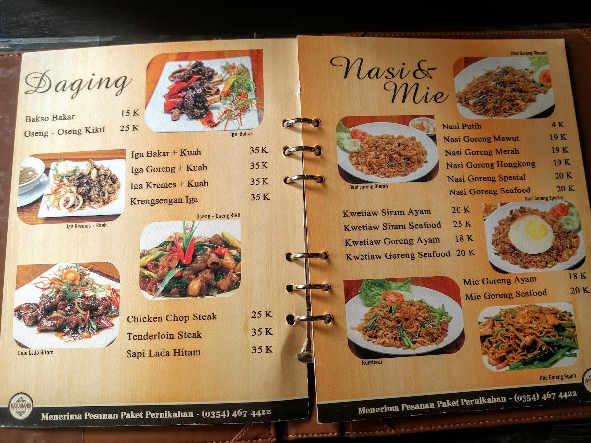 Menu at Kayu Manis restaurant, Kediri