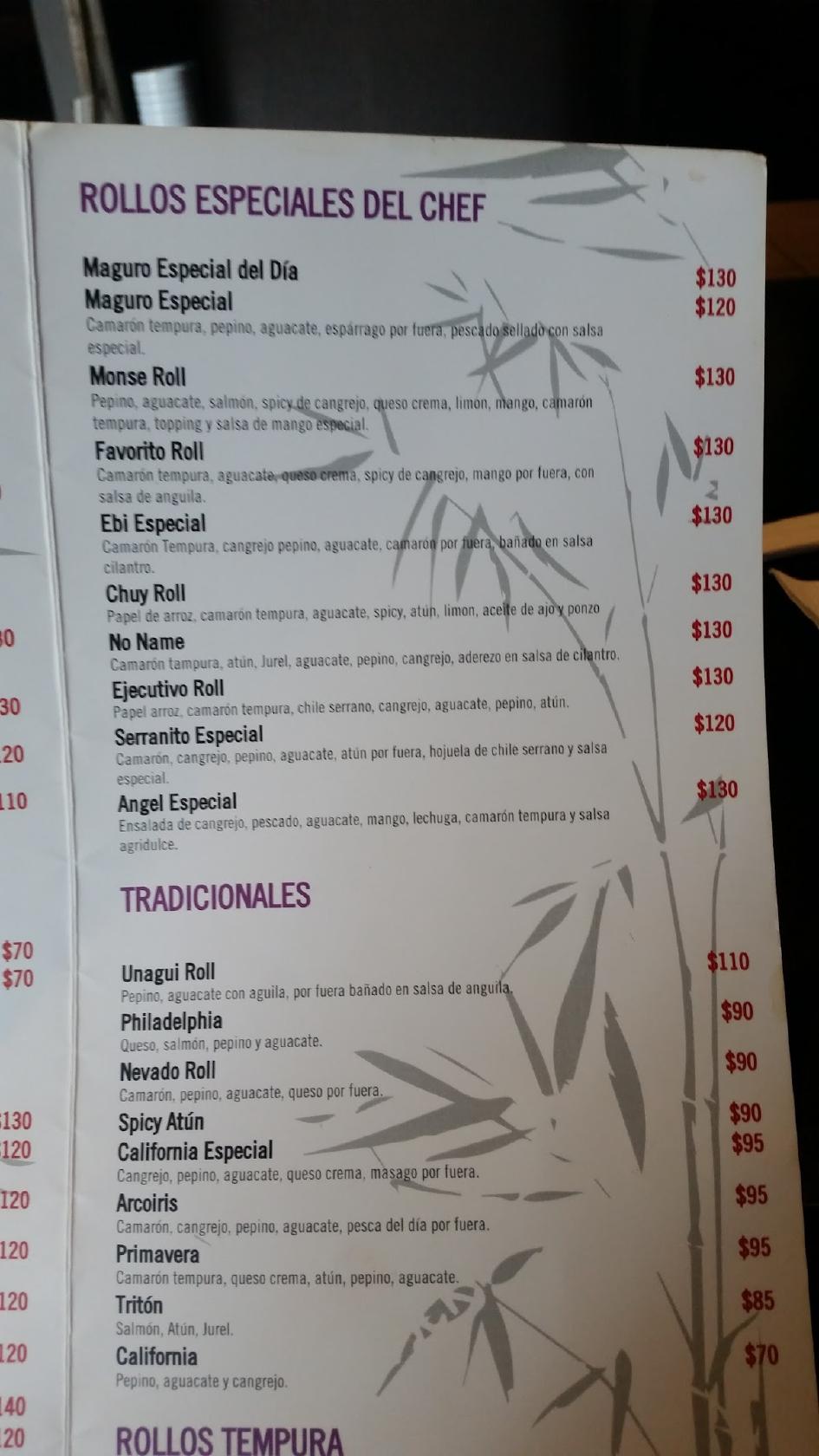 Menu at MAGURO SUSHI restaurant, Cabo San Lucas, C. Félix Ortega