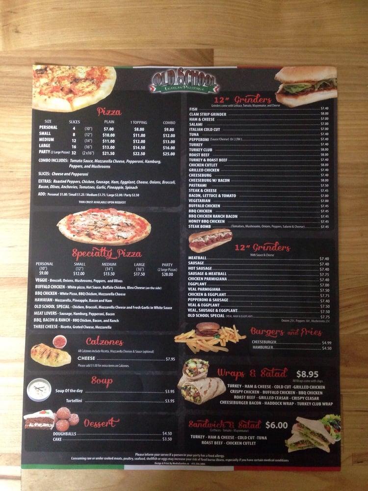 Menu at OLD SCHOOL PIZZA pizzeria, Springfield