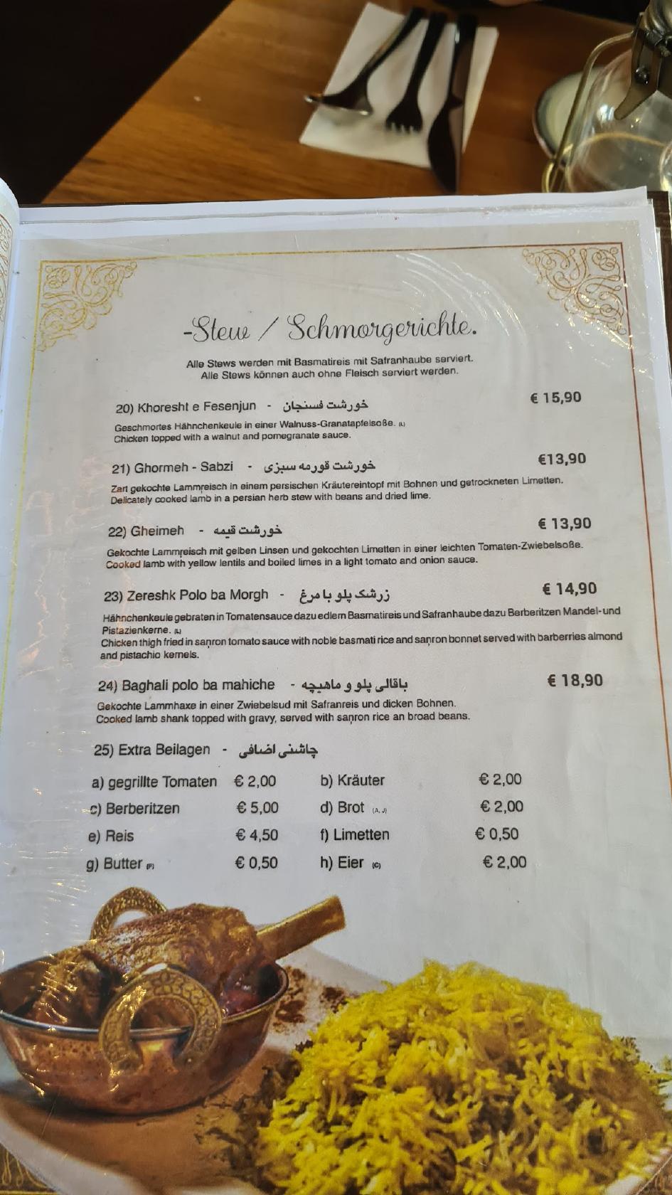 Speisekarte von Safran restaurant, Düsseldorf