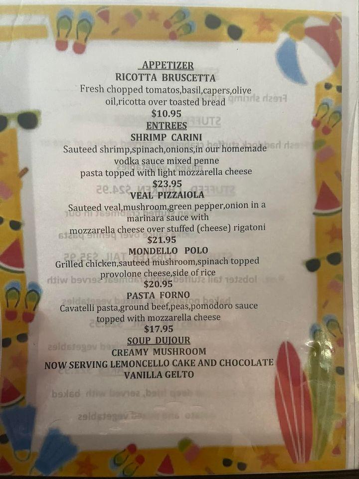 Menu at Sapore pizzeria, Lehighton