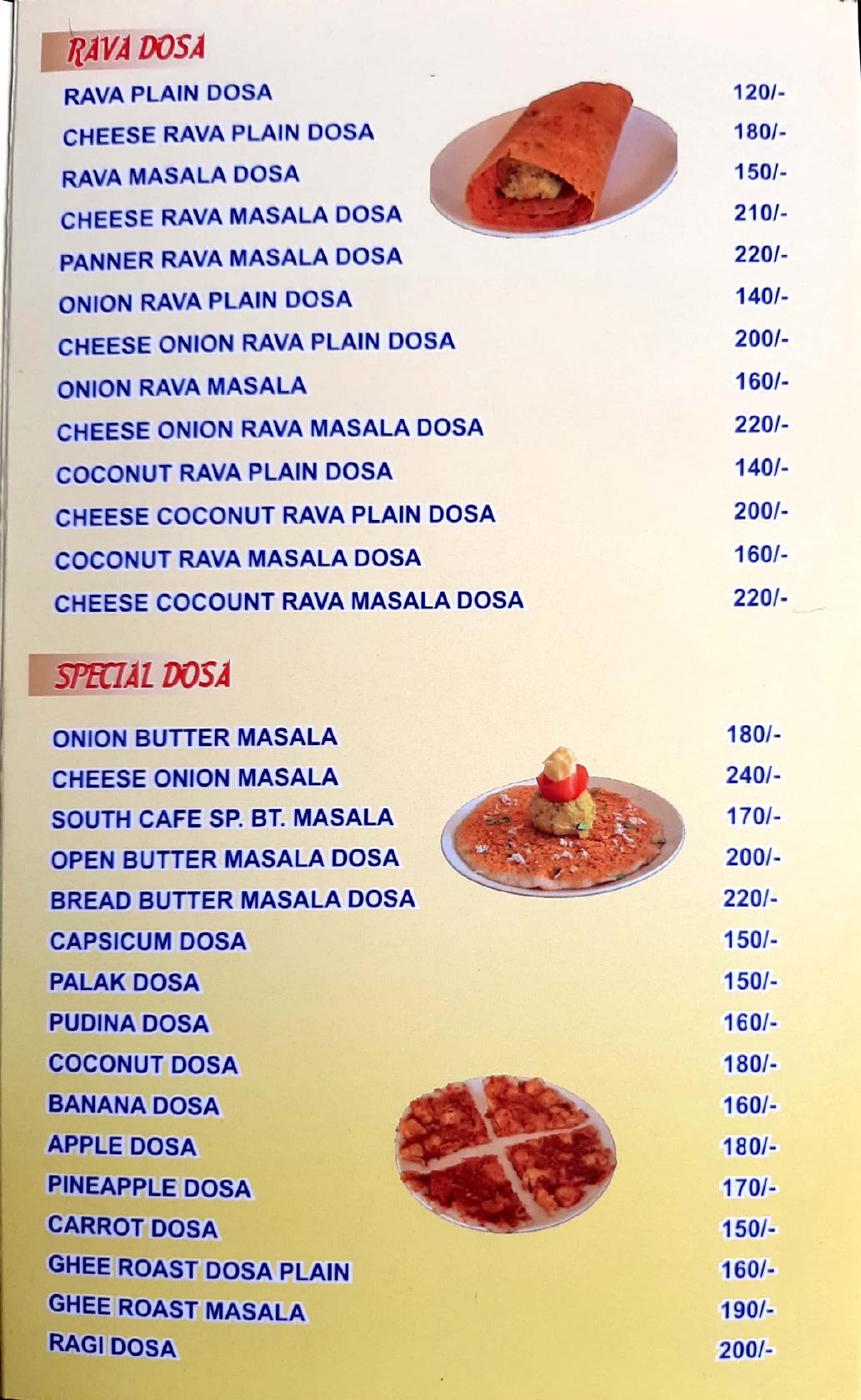 Menu at South Cafe The Taste of Bengaluru, Gandhinagar, South cafe