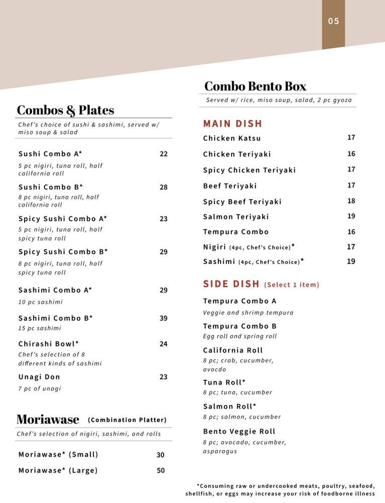 Menu at The Bento Box restaurant, Redmond