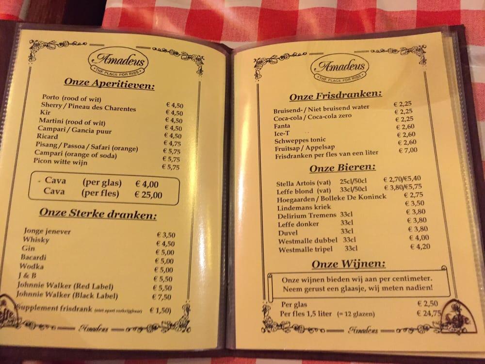 Menu at Amadeus Antwerpen 1, Antwerp, Sint-Paulusplaats 20