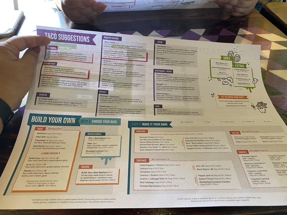 Menu at Condado Tacos pub & bar, Strongsville
