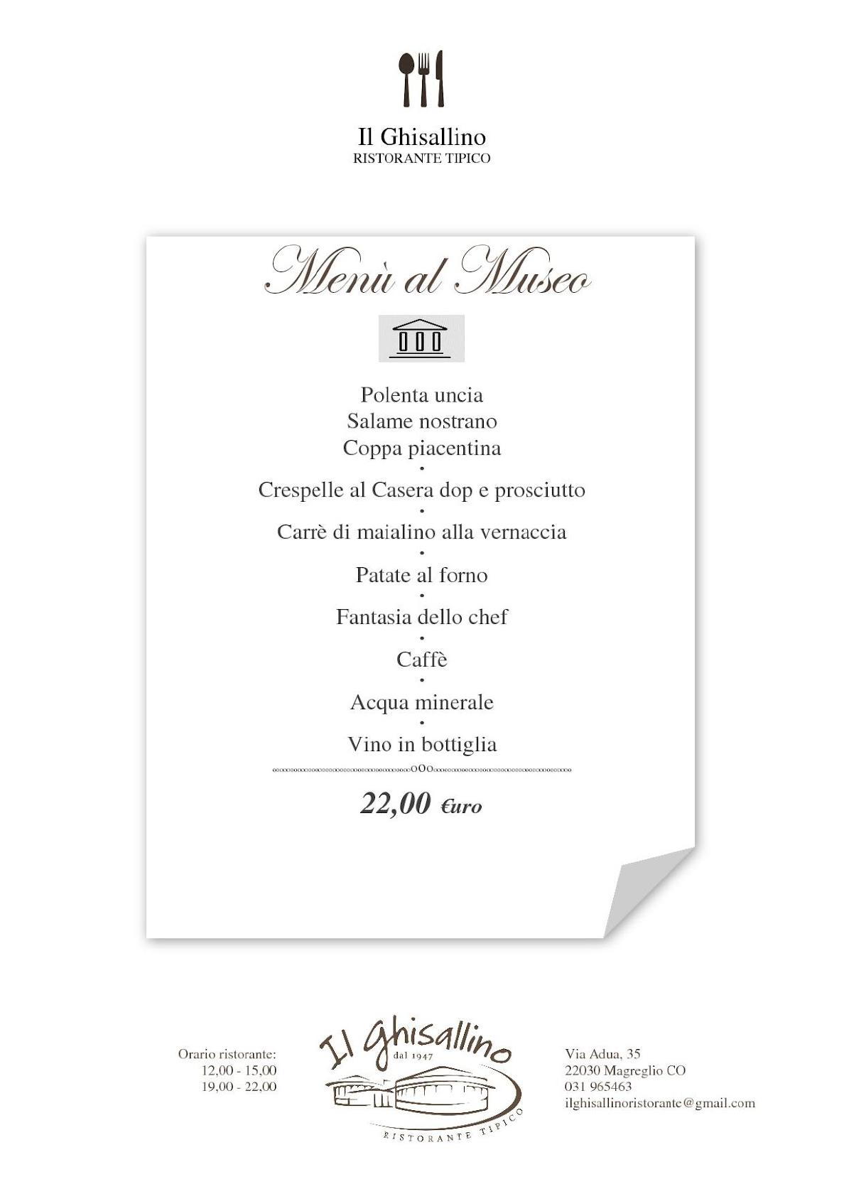Menu at Il Ghisallino - Ristorante Tipico, Magreglio