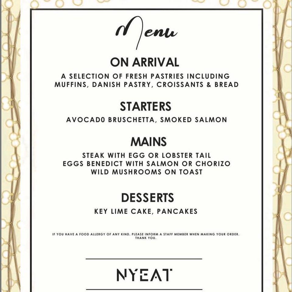 Menu at NYEAT Restaurant & Cocktail Bar, London