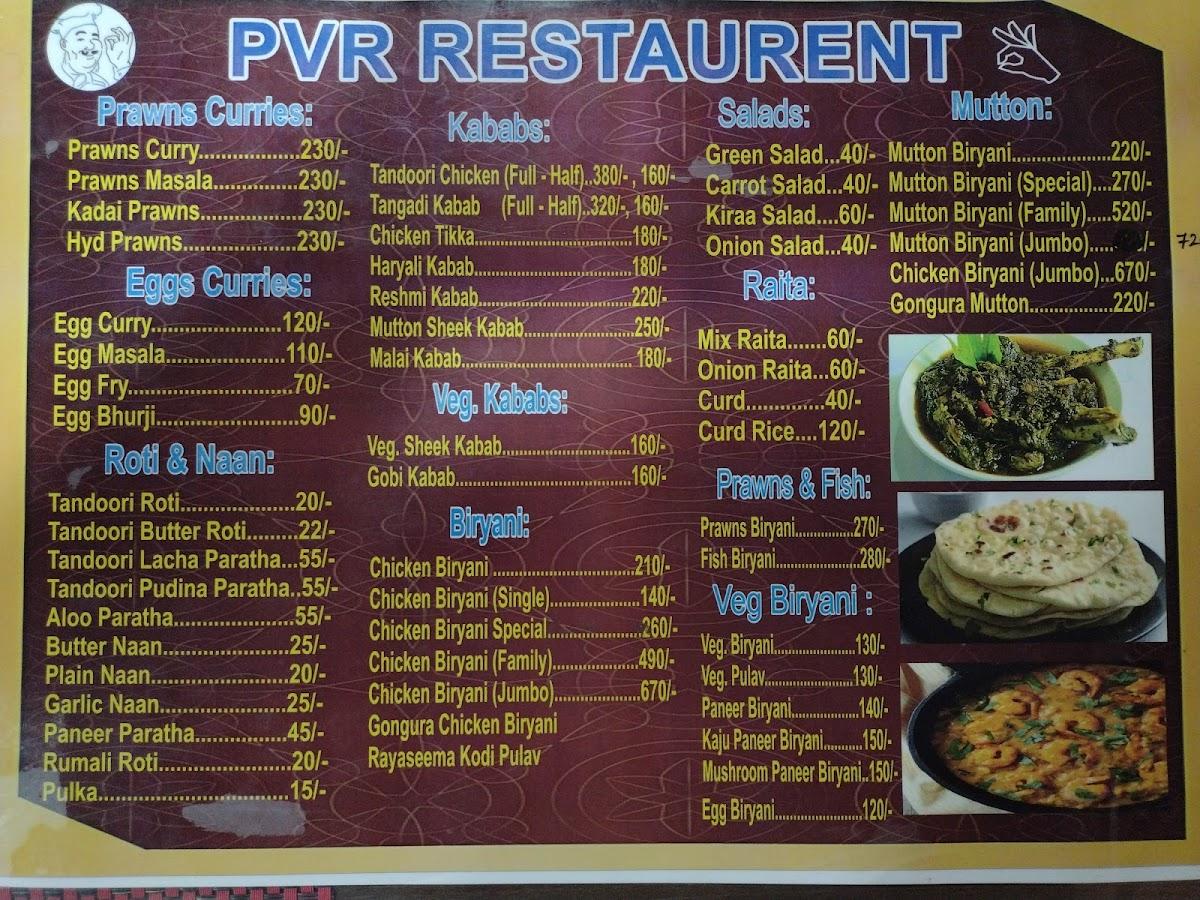 Menu at PVR Restaurant, India, Unnamed Road