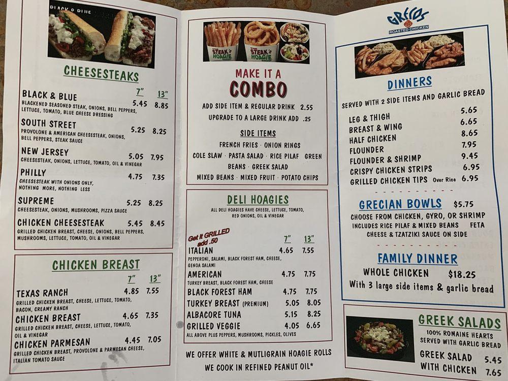 Menu at Steak 'n Hoagie Shop / Grecos restaurant, Matthews, Potter Rd