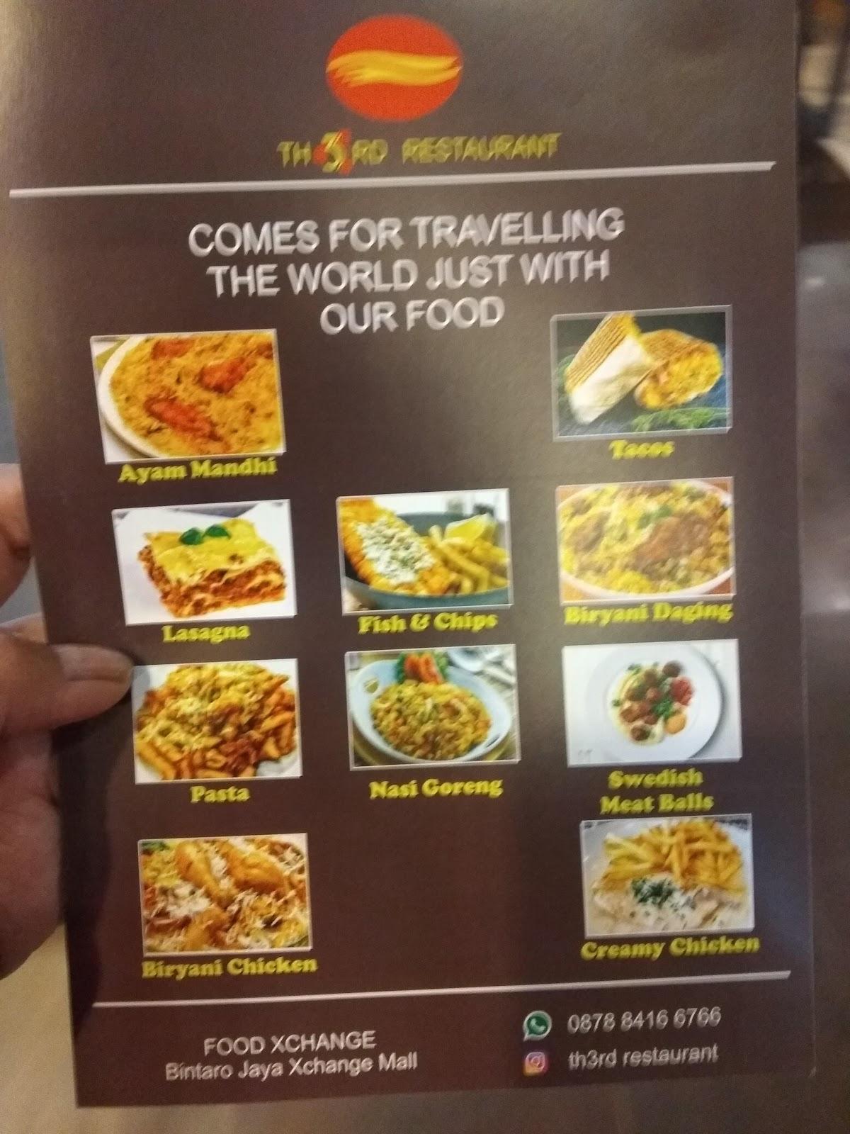 Menu at Th3rd Restaurant, South Tangerang