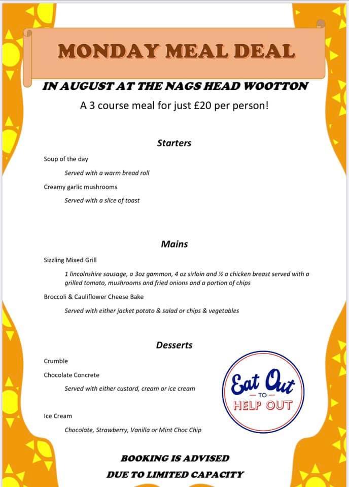 Menu at The Nags Head WOOTTON pub & bar, Ulceby