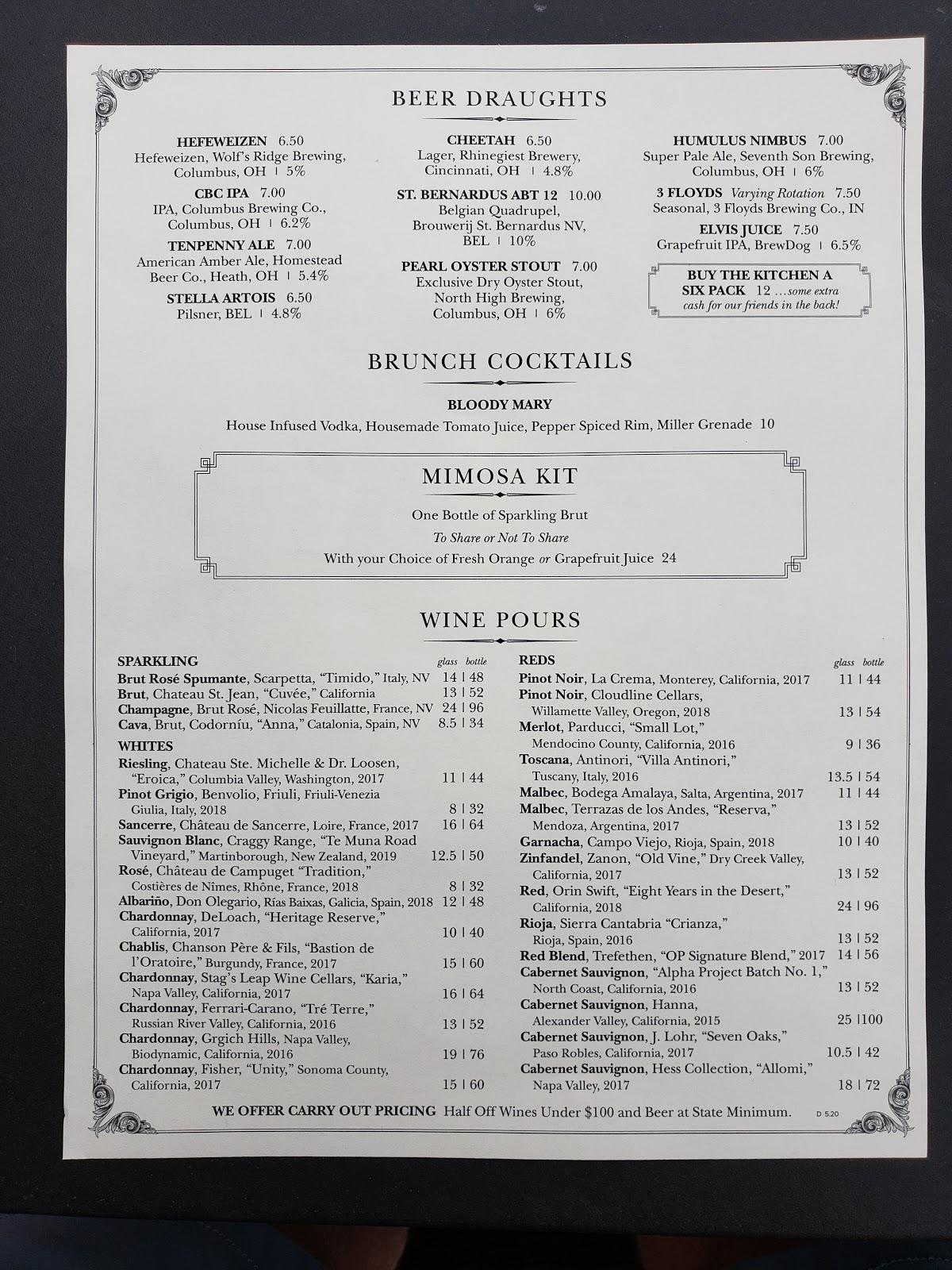 Menu at The Pearl pub & bar, Dublin, 88 N High St