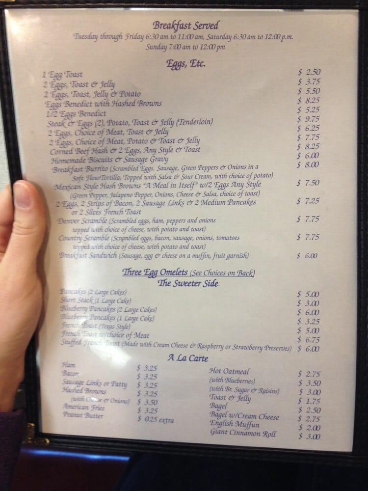 Menu at Three Sisters' Old Town Inn restaurant, Middleton
