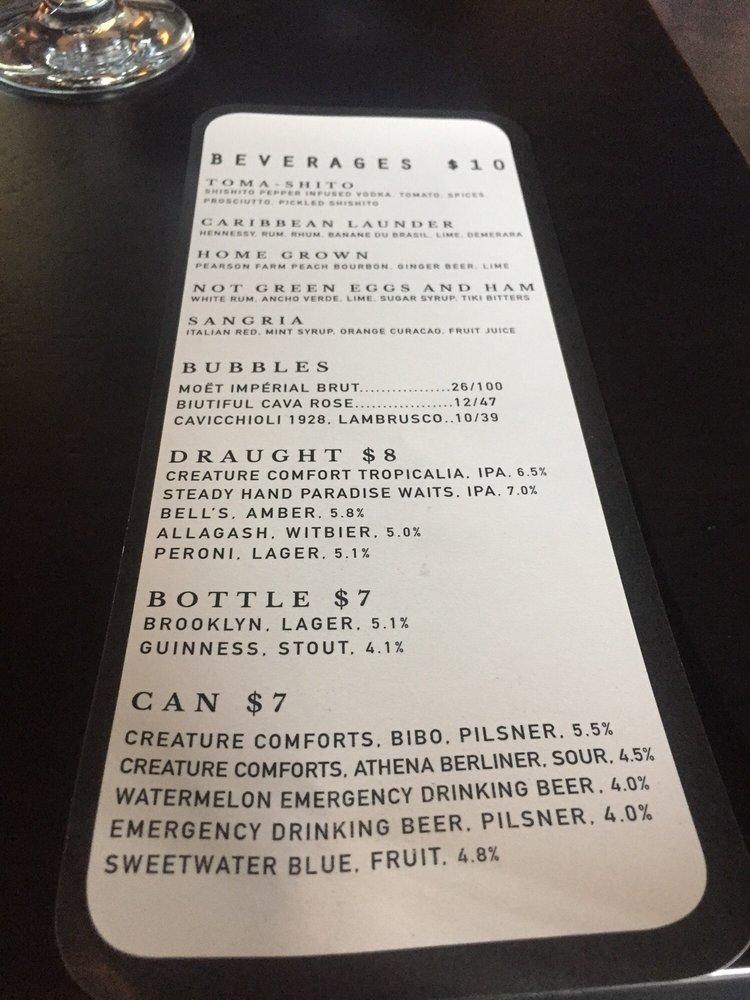 Menu at Allora pub & bar, Atlanta