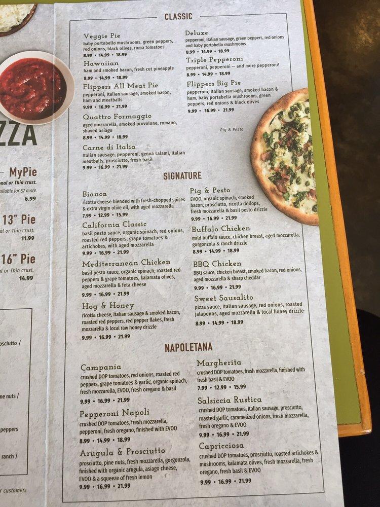 Menu at Flippers Pizzeria, Wildwood, Traverse Trl