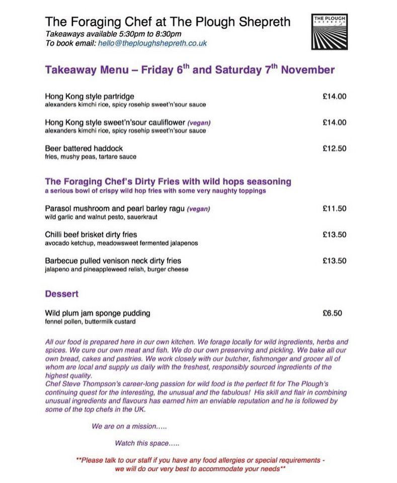 Menu at The Plough Shepreth pub & bar, Melbourn, 12 High St