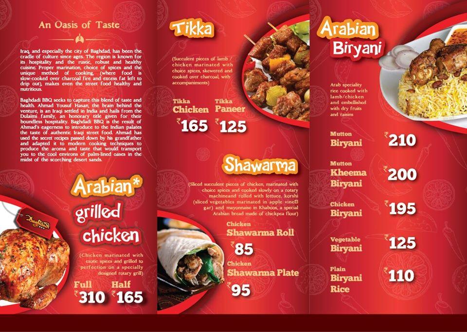 Menu at Baghdadi BBQ, Chennai, Ground Floor Opposite To Hot Chips 810 ...