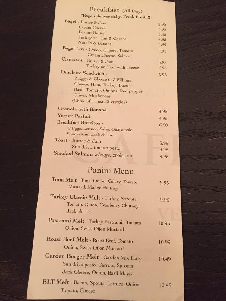 Menu at Cafe Collage, Culver City, Pacific Ave