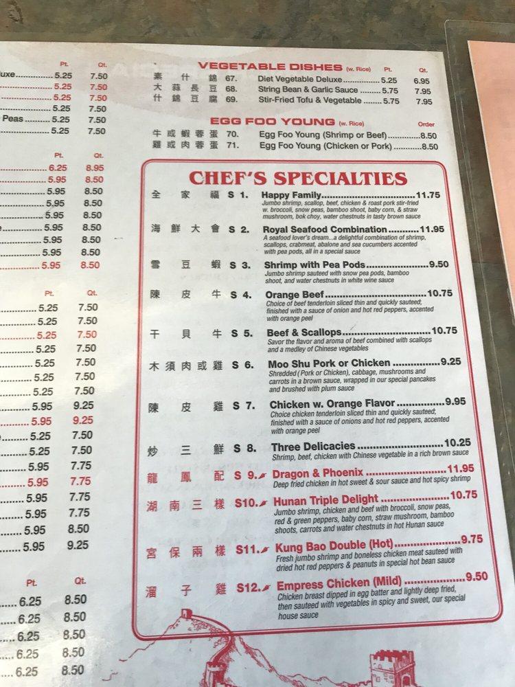 Menu at China Express restaurant, Brazil
