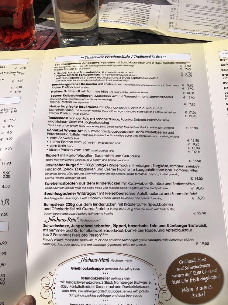 Speisekarte von Gasthof Neuhaus restaurant, Berchtesgaden