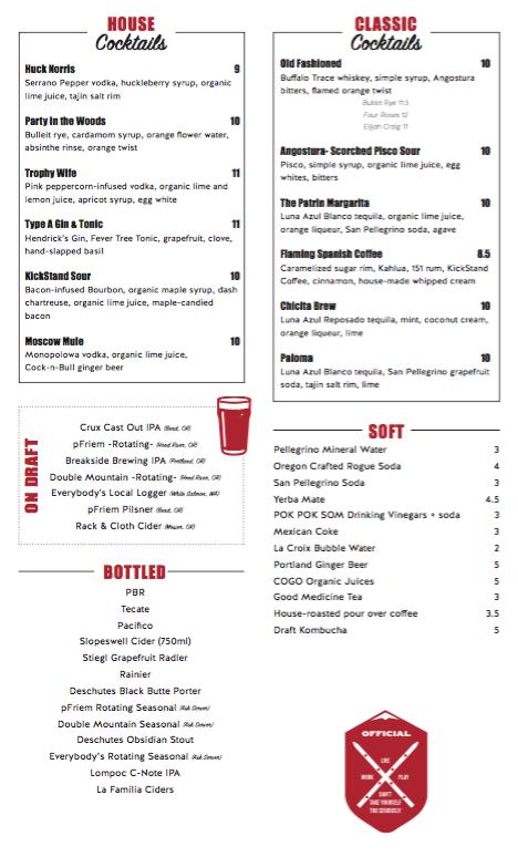 Menu at KickStand Coffee & Kitchen pub & bar, Hood River