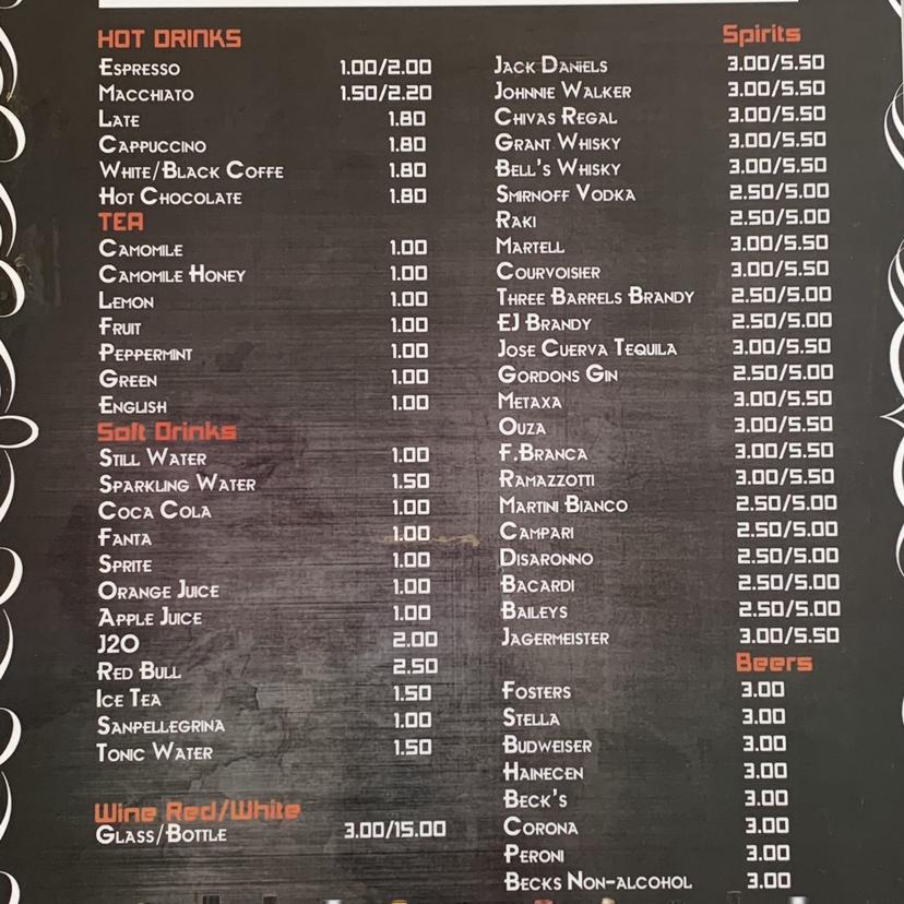 Menu at Neza Cafe & Bar, London, 155 Lordship Ln