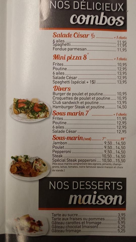 Menu at Resto Le Principal restaurant, Sherbrooke