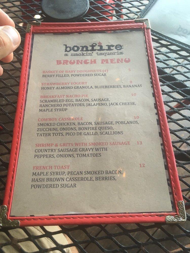 Menu at Bonfire Taqueria BBQ, Conway