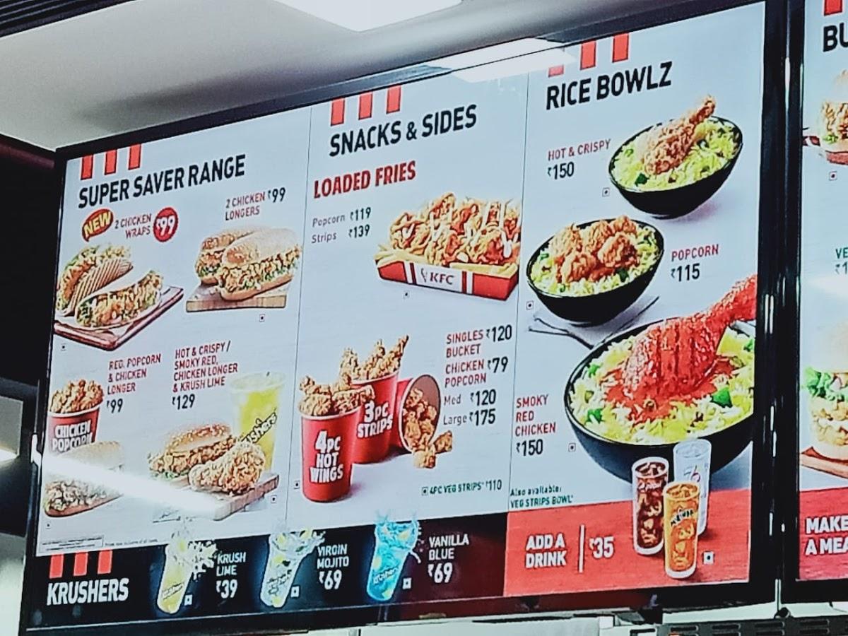 Menu at KFC, Thanjavur, No 2851/35