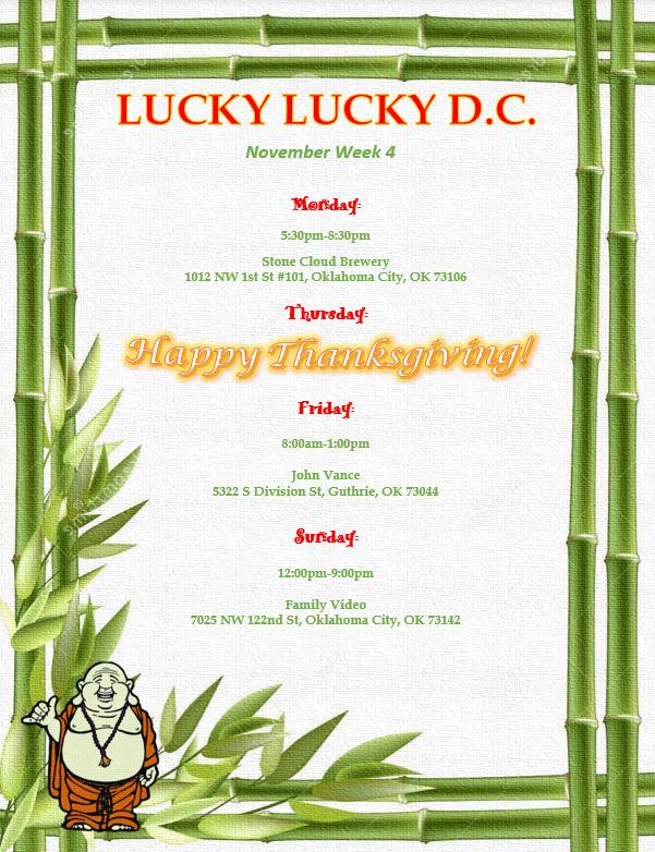Menu at Lucky Lucky Dumpling Co. restaurant, Oklahoma City
