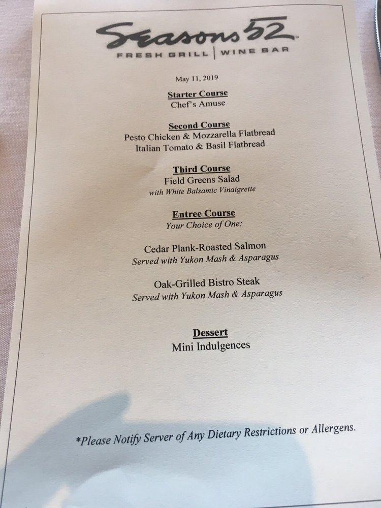 Menu at Seasons 52 pub & bar, Jacksonville