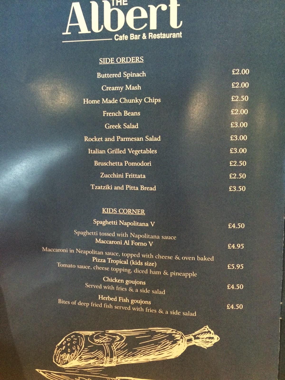 Menu at The Albert Bar/restaurant, Tamworth