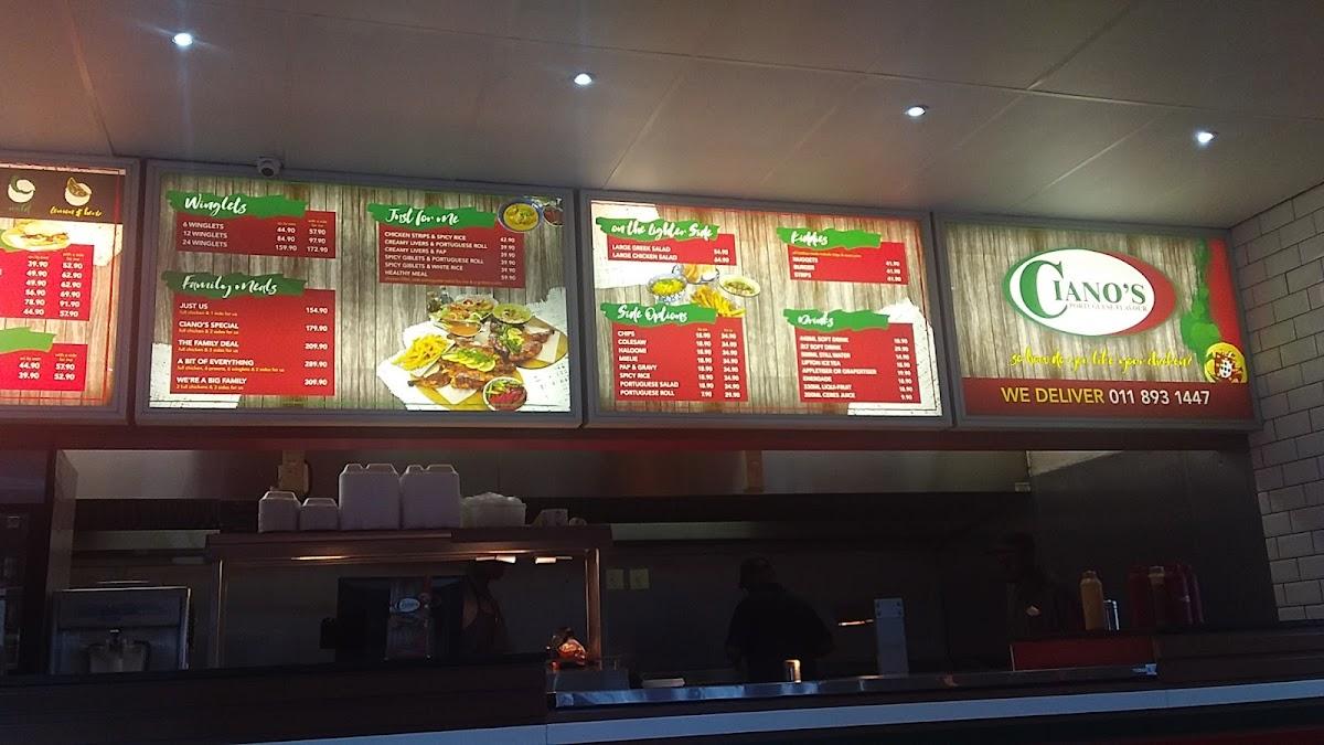 Menu at CIANO'S PORTUGUESE FLAVOUR restaurant, Boksburg