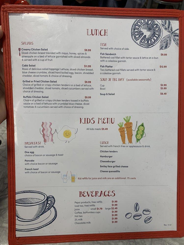 Menu at Delaney's Diner restaurant, Westerville