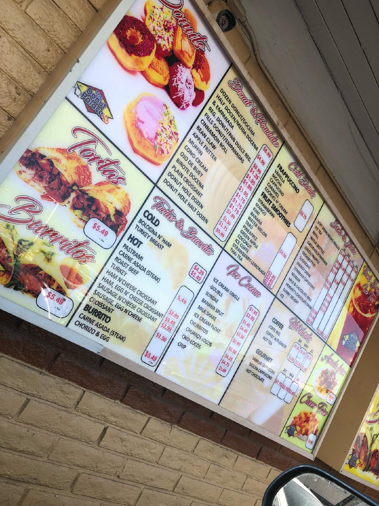 Menu at Donut Palace fast food, El Centro, 175 S Imperial Ave