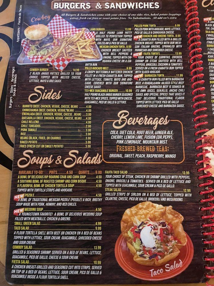Menu at El Cowboy Tex Mex Grille restaurant, Austintown
