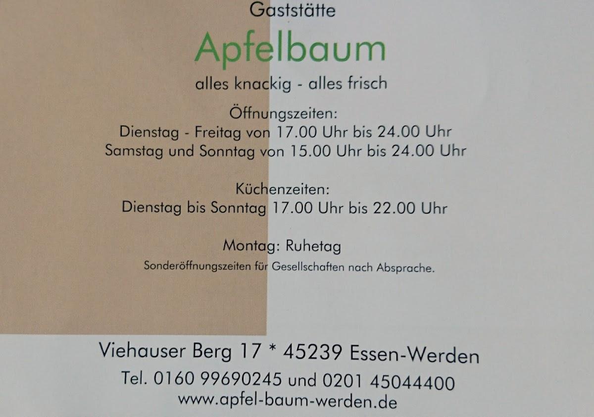 Speisekarte von Gaststätte Apfelbaum pub & Bar, Essen