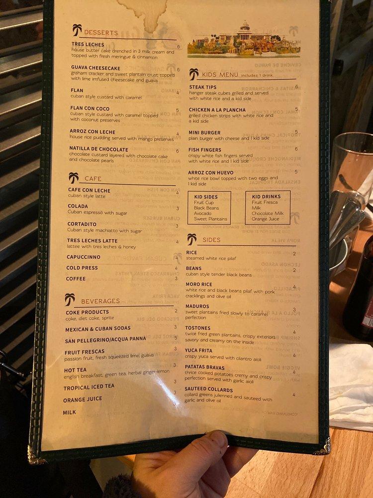 Menu at Guavas Cuban Cafe, Minneapolis