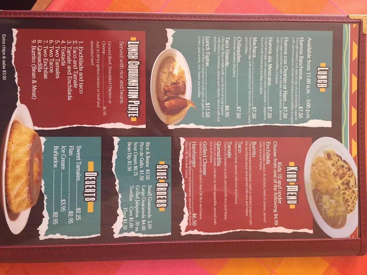 Menu at Janitzio Mexican Cuisine Restaurant, Caldwell