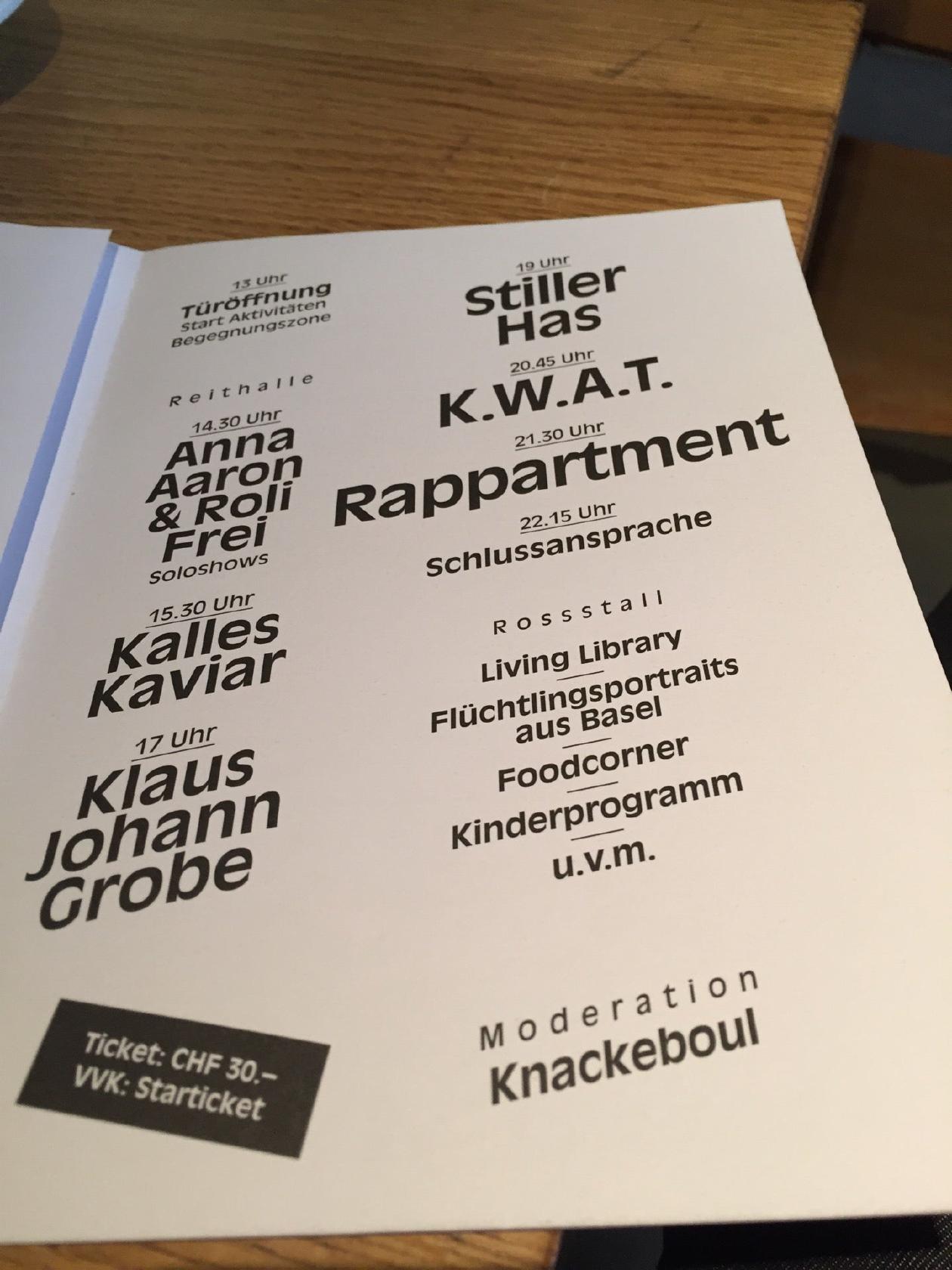 Menu at KaBAR, Basel