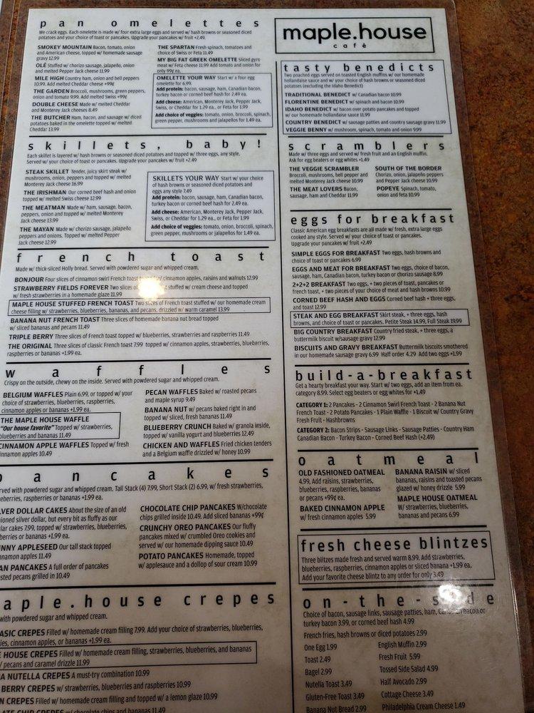 Menu at Maple House Cafe, Mokena