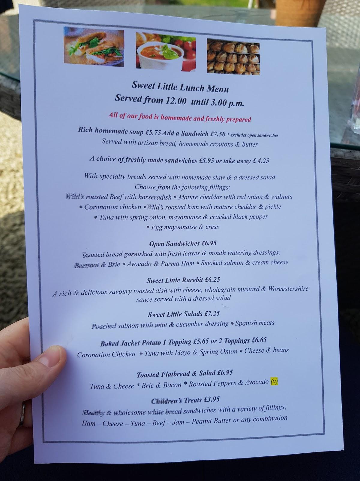 Menu at Sweet Little Cafe, Sudbury