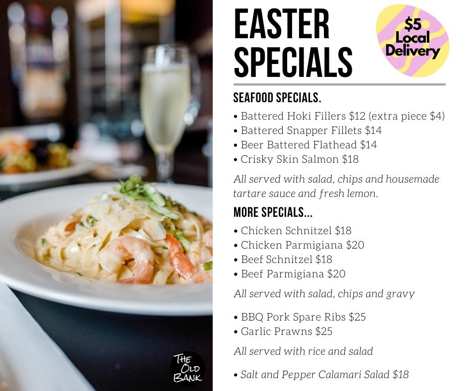 Menu at The Old Bank restaurant, Tocumwal