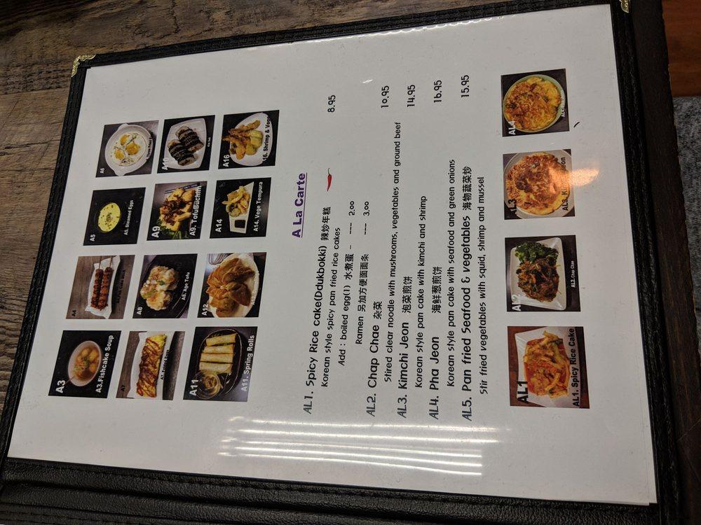 Menu at Bow Bulgogi House restaurant, Toronto