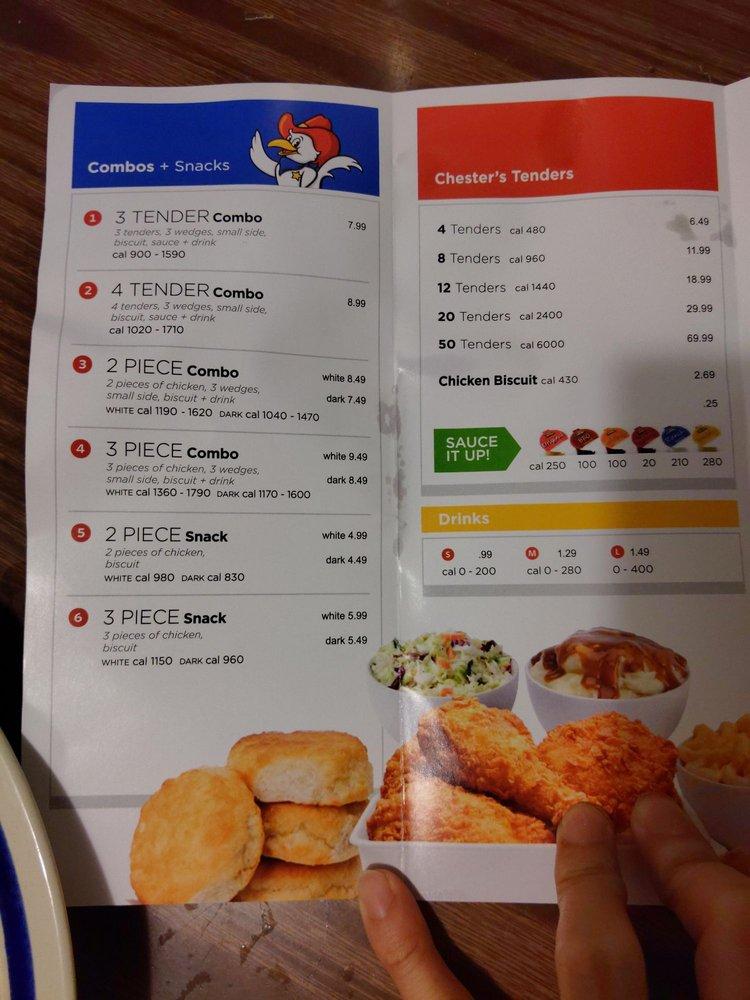 Menu at Chester's restaurant, Oakland